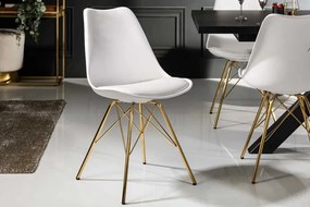 Designová jídelní židle Scandinavia Gold bílá umělá kůže
