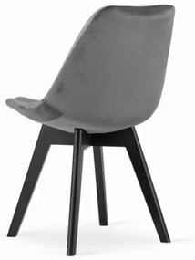 Sametové židle London šedé s černými nohami 4 ks