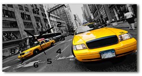Wallmuralia Skleněné hodiny na stěnu Taxi New York 60x30 cm