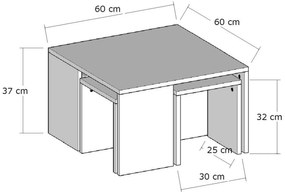 Sada konferenčních stolků Laoise 60 cm vzor safírový dub