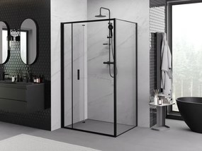 Mexen Exo, sprchový kout se skládacími dveřmi 95 x 85 cm, 6mm čiré sklo, černý profil, 816-095-085-70-00