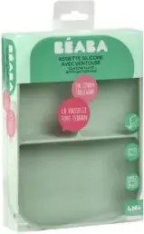 Beaba Talíř silikonový dělený s přísavkou Sage Green