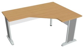 Stůl ergo lomený levý 160×120/60 cm - Hobis Cross CEV 60 L Dekor stolové desky: buk, Dekor lamino podnože: bílá, Barva nohou: Stříbrná