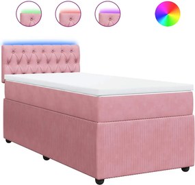 Box spring postel s matrací růžová 90x200 cm samet 3289949