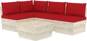vidaXL 5dílná zahradní sedací souprava z palet + podušky smrkové dřevo [3063486] Barva: Červená