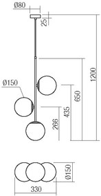 Smarter Závěsné svítidlo NIVA, opálové sklo, v.65cm, 3xE14