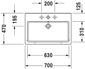 Duravit Vero - Umyvadlo 70x47 cm, bílá 0454700000