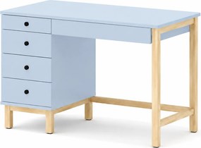 Psací stůl MODEL se šuplíky do dětského pokoje Zvolte barvu: Světle modrá, Zvolte barvu úchytek: Černá, Zvolte stranu: Levá