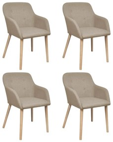 Jídelní židle 4 ks béžové textil a masivní dubové dřevo 270570