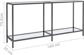 Konzolový stolek průhledný 160 x 35 x 75,5 cm tvrzené sklo 331698