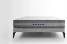 Matrace Cool &amp; Wool, Středně tvrdá, pružinová, oboustranná/termoregulační, 90x200 cm