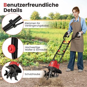 Costway Elektrický kultivátor 750 W | Pracovní šířka 32 cm | Pracovní hloubka 22
