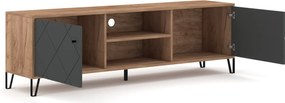 TV stolek Bilbao 183 cm dub Craft Tobacco/grafit