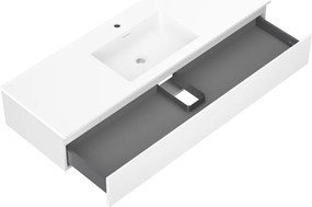 Mexen Orio, koupelnová skříňka 140 cm s umyvadlem Otis, 1 zásuvka, bílá matná, 91A10-14023-1-BF01-W18M01