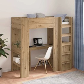 Rám patrové postele se stolem Artisanový dub 75 x 190 cm 3410434