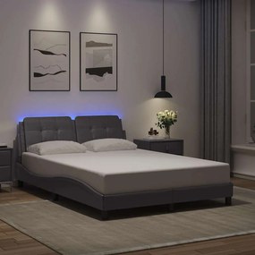 Rám postele s LED bez matrace Zadar šedý 140 x 200 cm 3214113