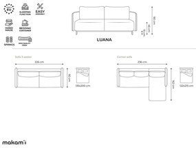 Růžová rozkládací/s úložným prostorem pohovka 226 cm Luana – Makamii
