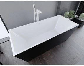 Mexen Lita, volně stojící vana 170 x 75 cm, bílá-černá, bílý přepad, 52121707575-20