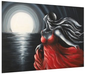 Obraz ženy v červených šatech (70x50 cm)