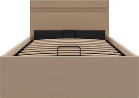 Rám postele s LED a úložištěm cappuccino umělá kůže 90 x 200 cm 285558