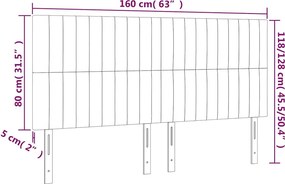 Čelo postele s LED tmavě modré 160x5x118/128 cm samet 3122720