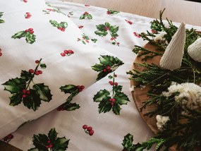 Vánoční bavlněný povlak na polštář Cesmína bílá Dekorační polštářek: 40x40 cm