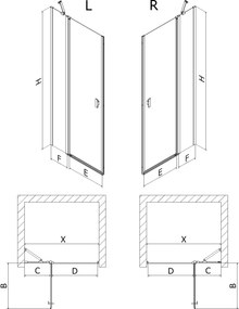 Mexen Otevírací sprchové dveře MIST (1d+1s) 80x200 cm 6mm broušená měď, průhledné, 8A4-080-000-65-00