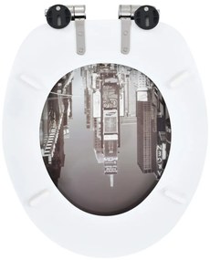 vidaXL WC sedátko s funkcí pomalého sklápění 2 ks MDF motiv New York