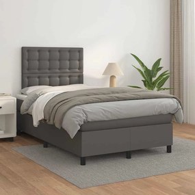 Box spring postel s matrací šedá 120x190 cm umělá kůže 3269981