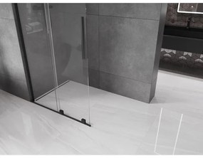 Mexen Velar L, posuvná sprchová zástěna Walk-in 90 x 200 cm, 8mm čiré sklo, černá matná, 871-090-003-03-70
