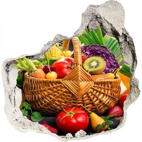Wallmuralia Nálepka 3D díra Koš zeleniny ovoce 75x75 cm