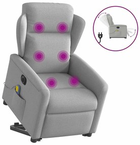 Elektrické zvedací masážní polohovací křeslo obláčkově šedé 3303173