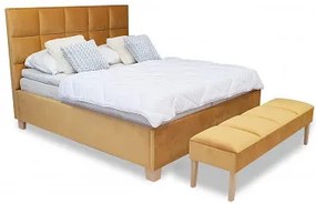 Čalouněná postel Postelia ALTO s úložným prostorem, Smrk, 160x200 cm s masivním rámem