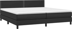 Box spring postel s matrací a LED černá 200x200 cm umělá kůže 3134183