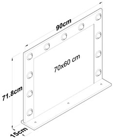 Nástěnné zrcadlo s policí RANI 90x71,8 cm bílá