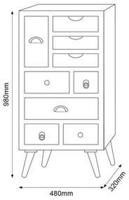 Komoda s nohami z borovicového dřeva Actona Thais, výška 98 cm