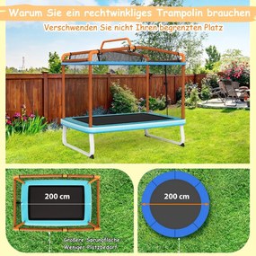 Costway Obdélníková trampolína 3-in-1 pro děti trampolína pro – pomerančový