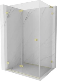 Mexen Lunar-F L, skládací sprchový kout levý 100 x 70 cm, 8mm čiré sklo, zlatý matný profil, 836L-100-070-55-00-L