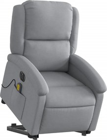 Elektrické zvedací masážní polohovací křeslo světle šedé textil 3204200