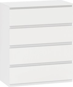 HOMCOM Komoda 4 zásuvky, jednoduchý úložný nábytek do ložnice, vnitřní použití, 80 x 39 x 95 cm, dřevotříska bílá