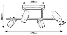 Rabalux 73044 - Přisazený lustr MAXIMILIAN 4xGU10/25W/230V