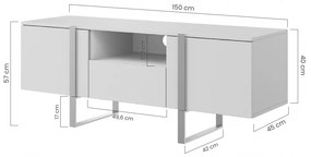TV stolek Verica 150 cm s výklenkem - dub piškotový / černé nožky