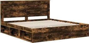Rám postele Kouřový dub 200 x 200 cm Masivní borové dřevo 3410052