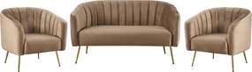 Designový 2-sed, hnědá Velvet látka/gold chrom-zlatý, BAGY
