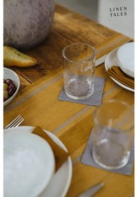 Lněný běhoun na stůl 200x200 cm Amber Bronze Stripes – Linen Tales