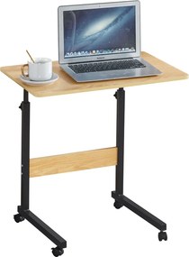 Kondela Nastavitelný PC stůl s kolečky, dub/černá, JUSTUS