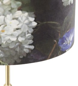 Stolní lampa zlatá / mosaz se sametovým odstínem květiny 25 cm - Parte