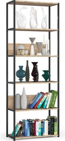 Kovový regál Loft 70 cm černá/dub sonoma