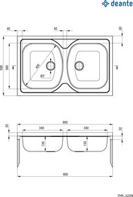 Deante Dřez Tango 2 komory, nerez - ZM5 320N