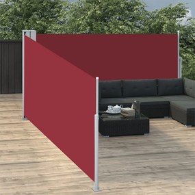 vidaXL Zatahovací boční markýza / zástěna červená 100 x 1000 cm